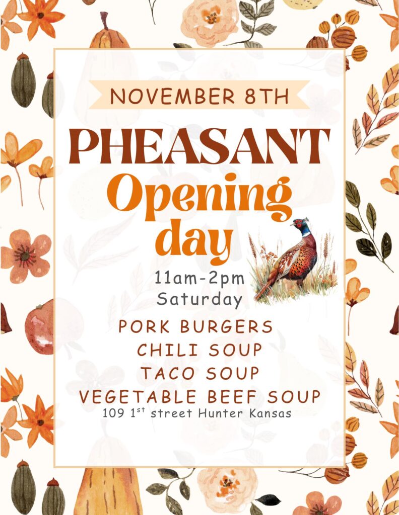 Pheasant Opening Day Meal - Mitchell County Kansas
