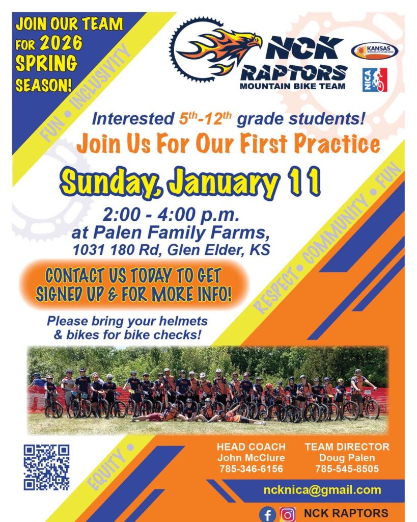 First NCK Raptors Bike Practice - Mitchell County Kansas